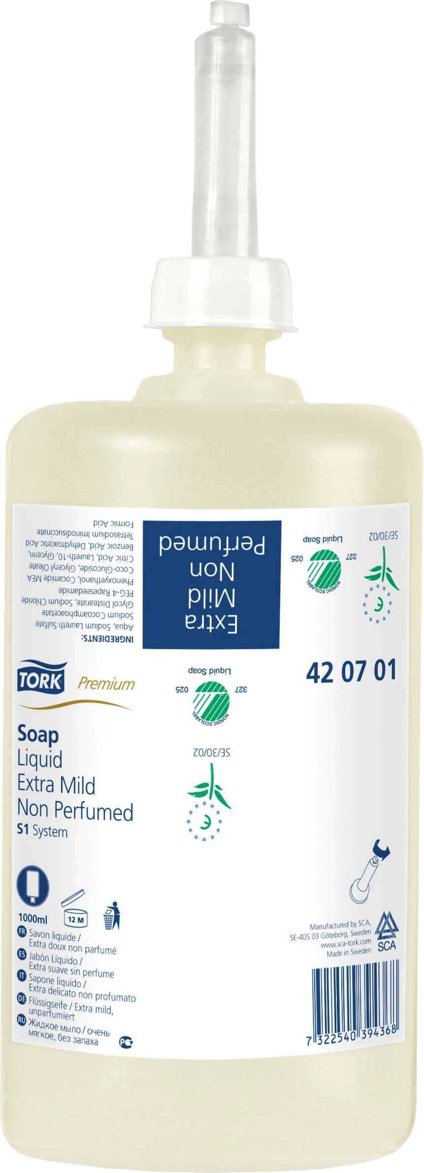 Tork Håndsåpe Premium Ekstra Mild S1 1l - | Yaha.no