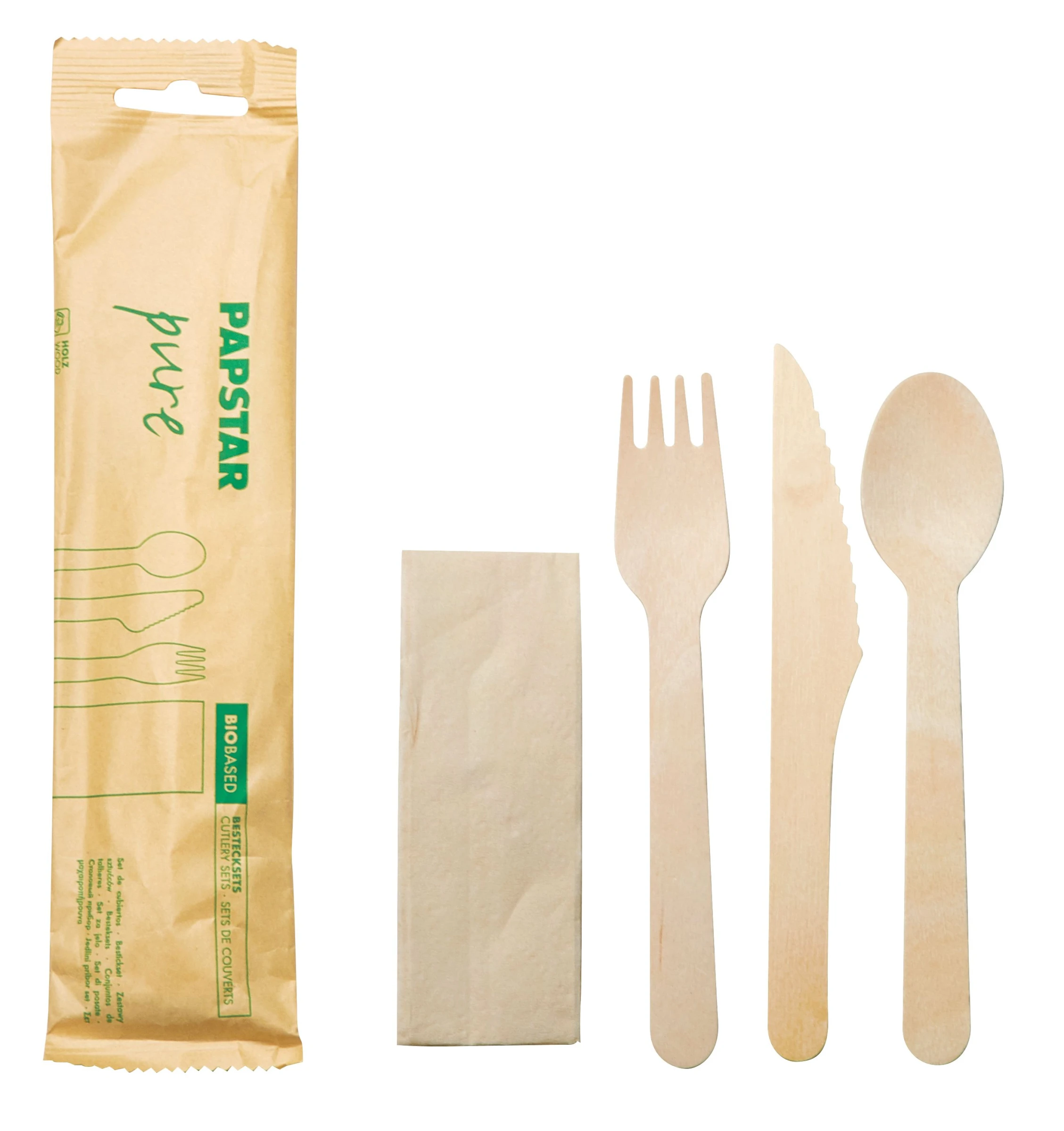 Papstar Pure Bestikkpose Tre 3deler M/serviett - | Yaha.no