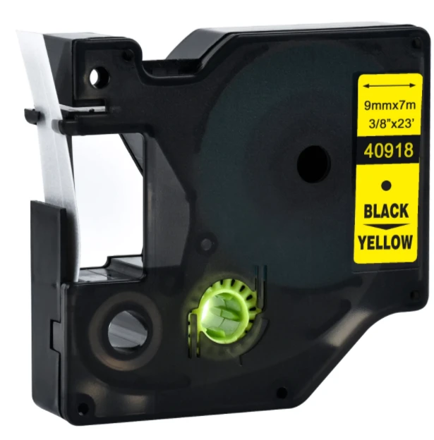 Yaha 40918 D1 Tape Sort På Gul 9mm (7m), Erstatter Dymo S0720730 ...
